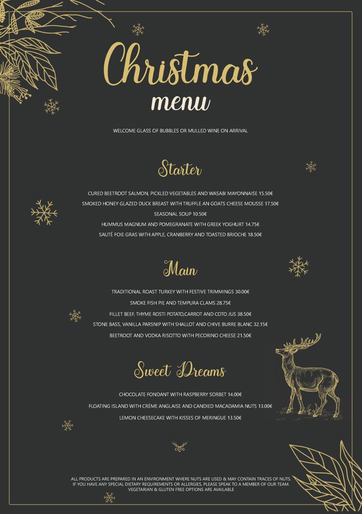 Coto Christmas 2023 Menus