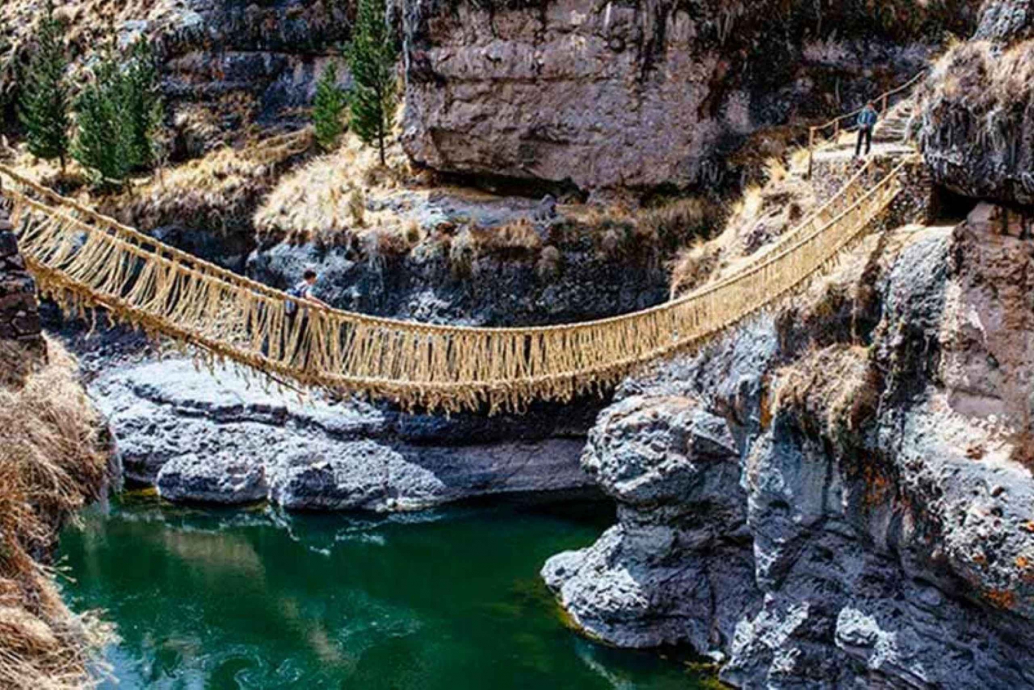 Qeswachaca the last Inca bridge in Peru