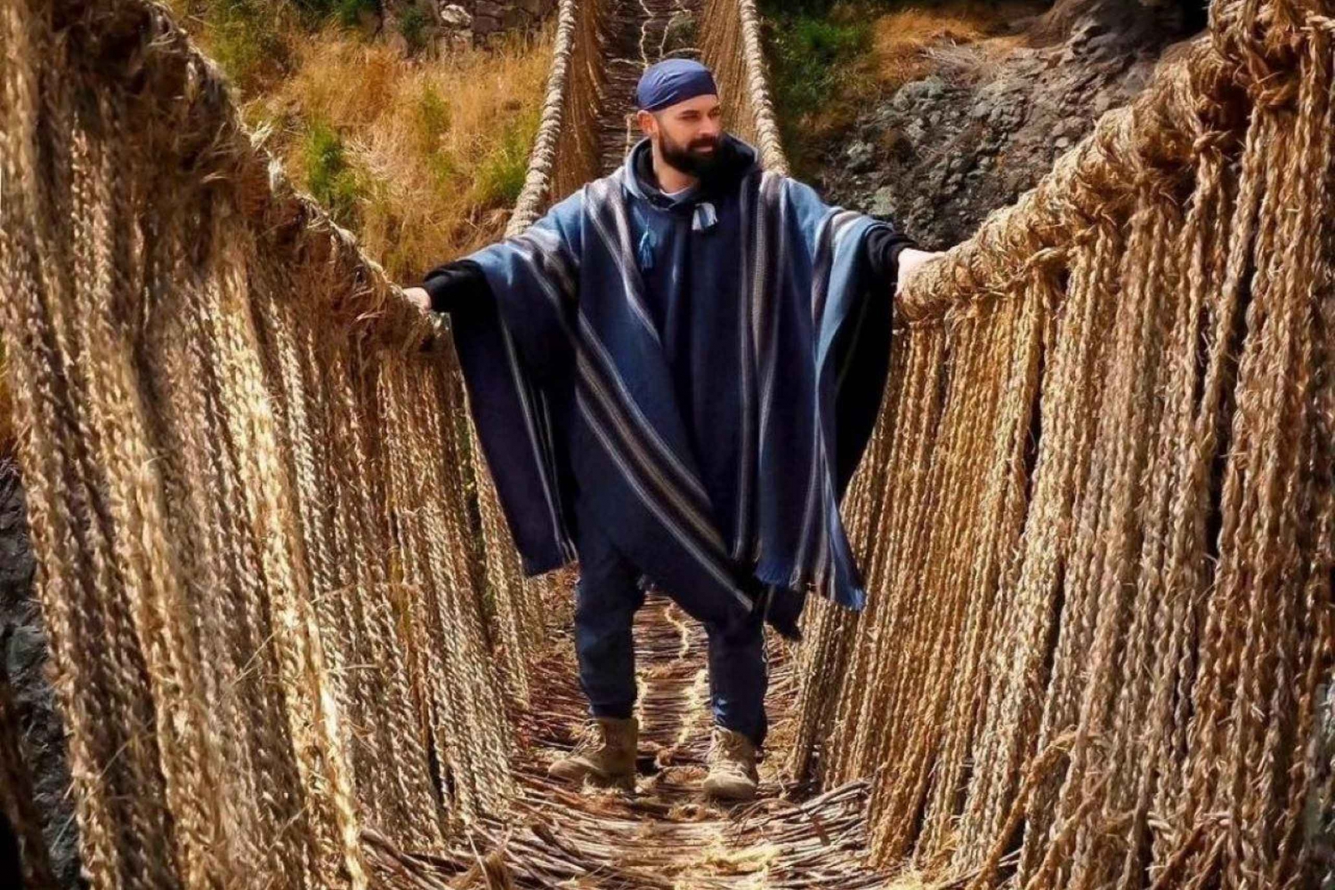 Qeswachaca the last Inca bridge in Peru