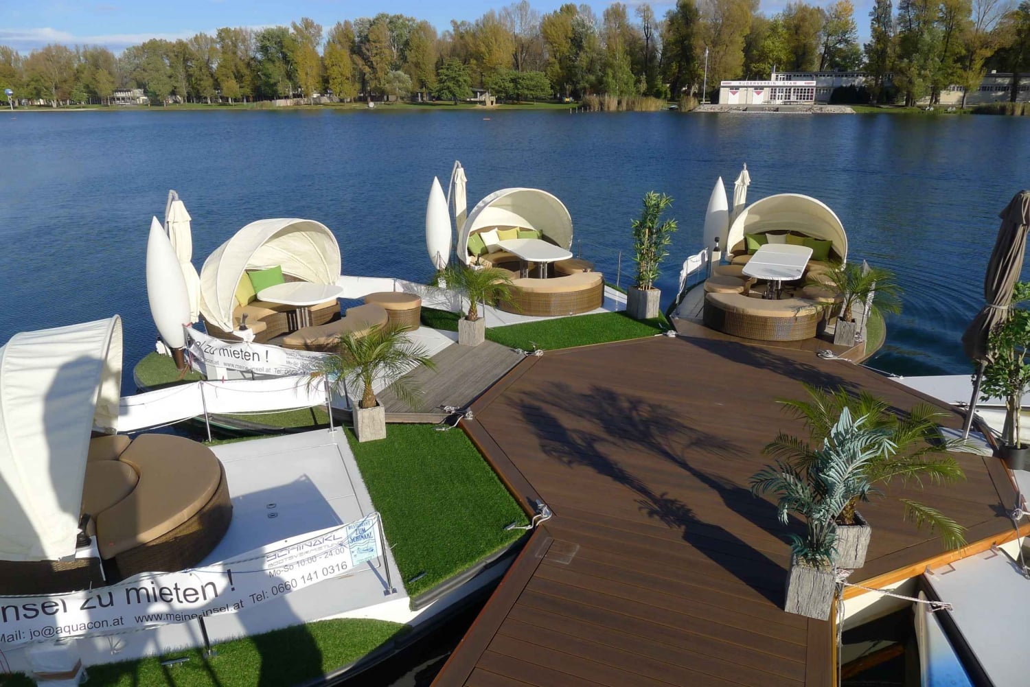 Vienna: Private Floating Island E-Boat Rental on Danube in Vienna